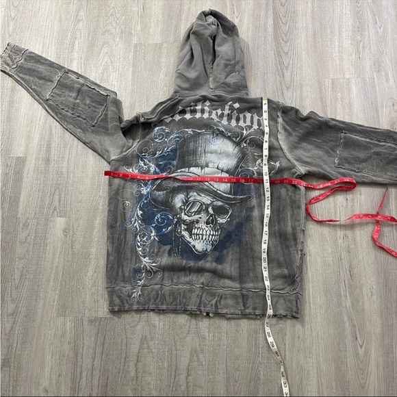 Affliction | Shirts | Affliction Skull Goth Emo Full Zip Hooded ...